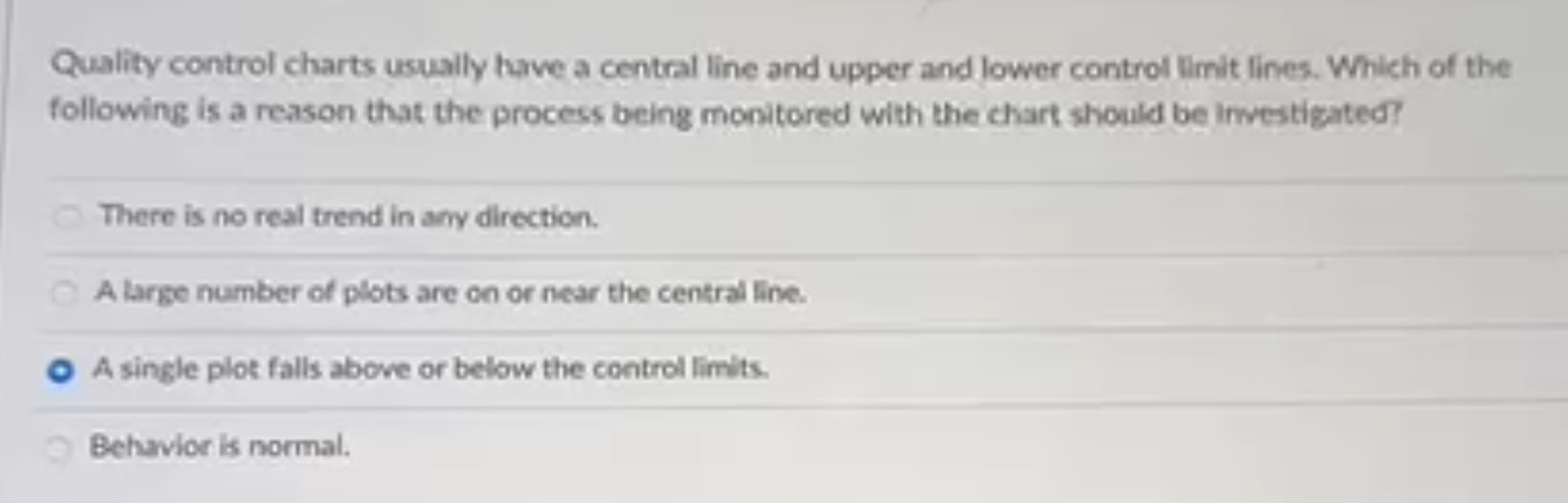 Solved Quality control charts usually have a central line | Chegg.com