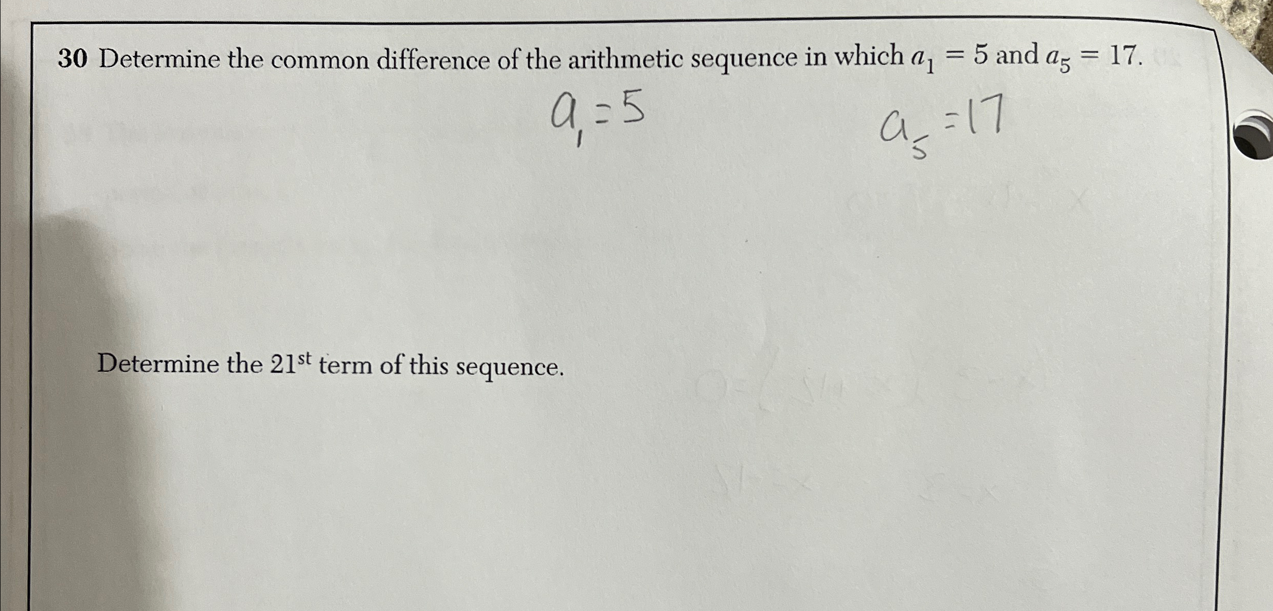 Solved 30 ﻿Determine the common difference of the arithmetic | Chegg.com