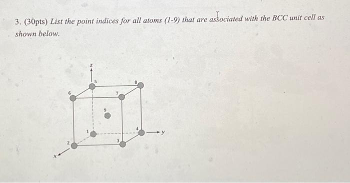 Solved 3. (30pts) List the point indices for all atoms (1-9) | Chegg.com