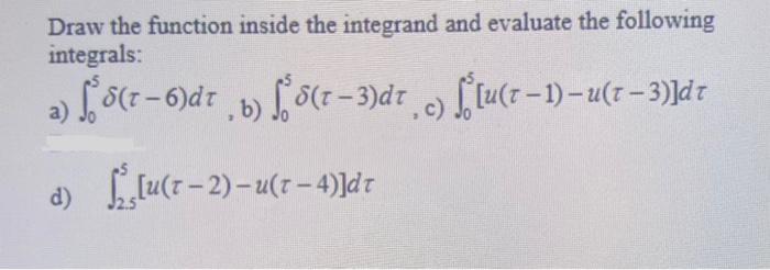 Solved Draw the function inside the integrand and evaluate | Chegg.com