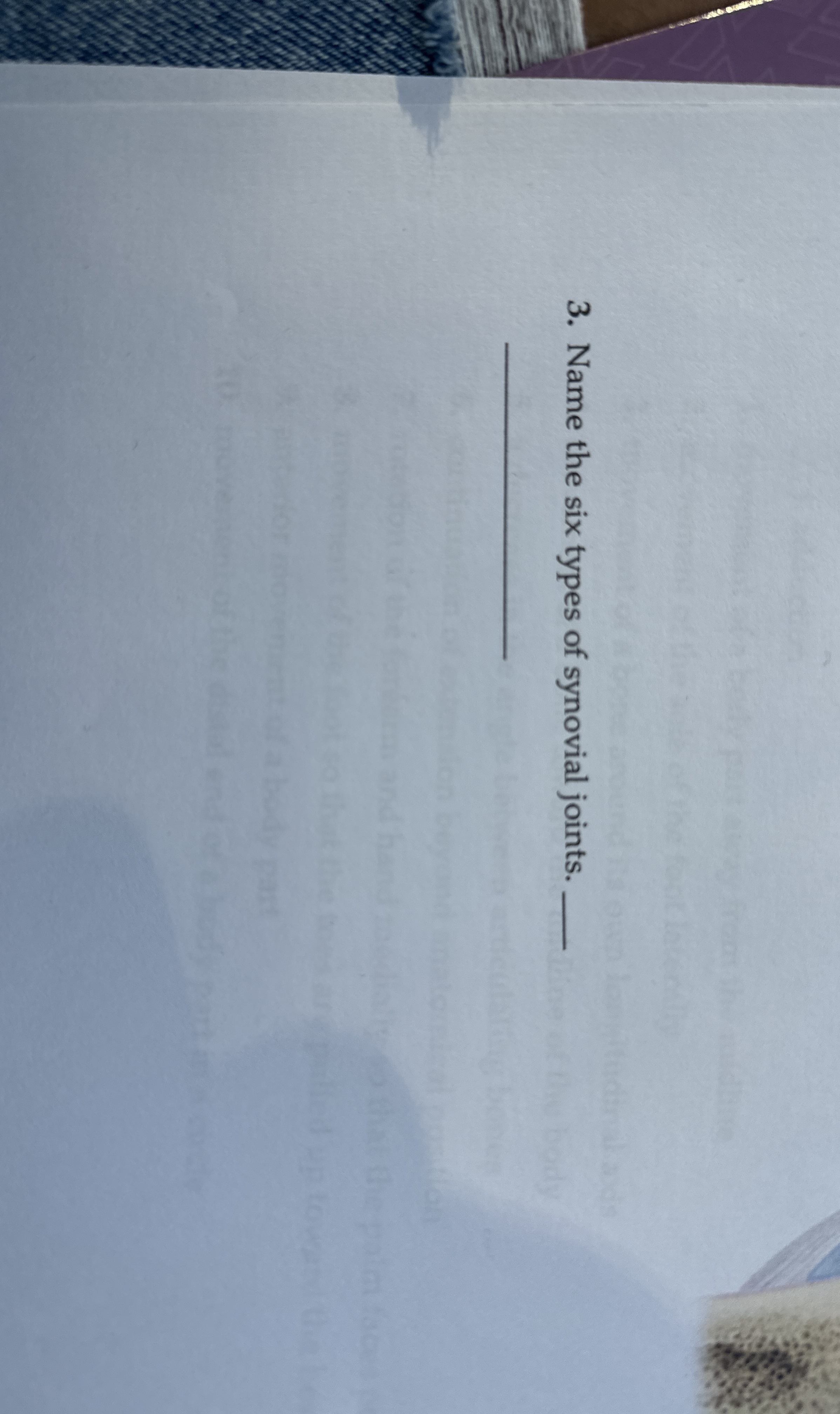 Solved How to solve Name the six types of synovial joints. | Chegg.com