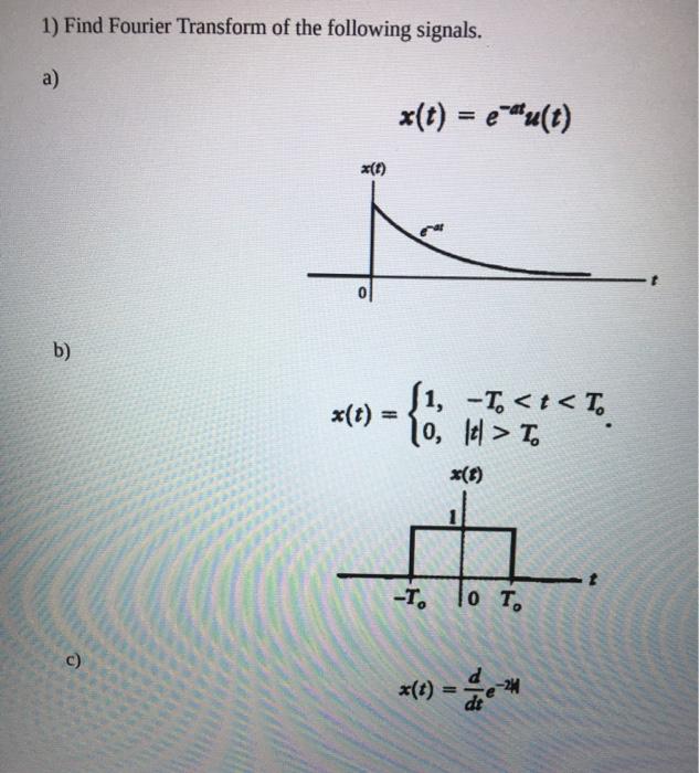 Solved 1) Find Fourier Transform of the following signals. | Chegg.com