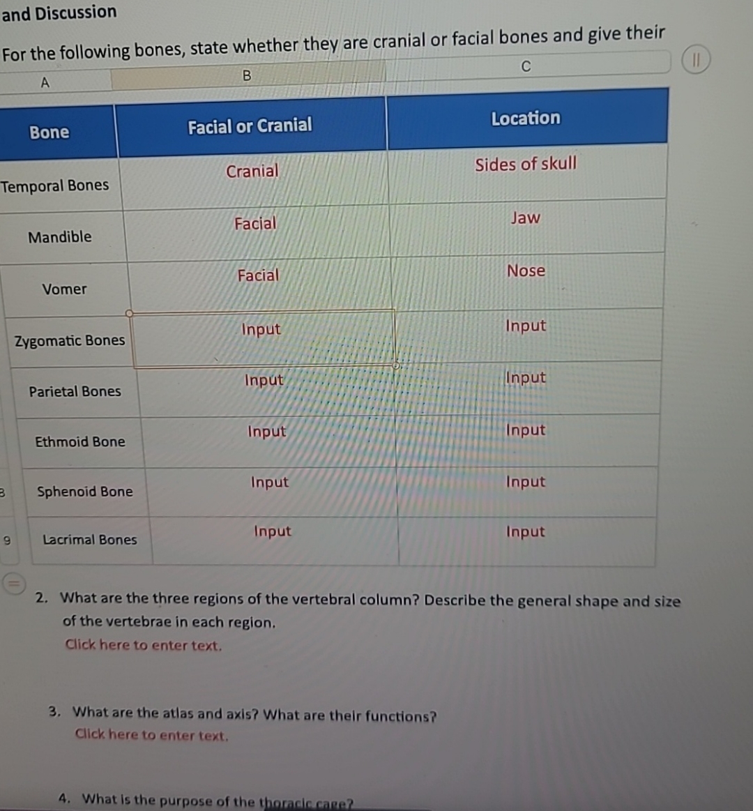 Solved and DiscussionFor the following bones, state whether | Chegg.com