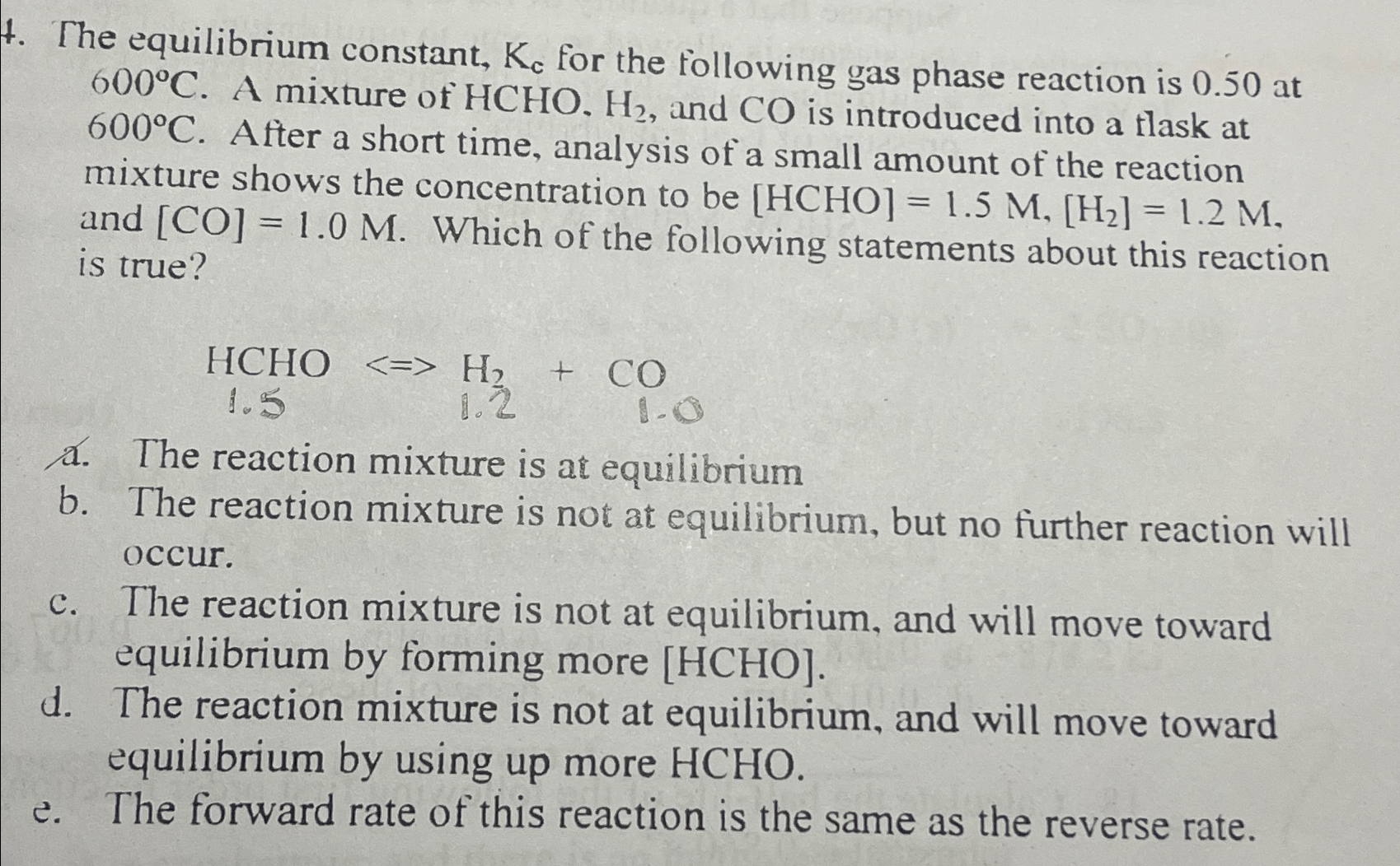 Solved The equilibrium constant, Kc ﻿for the following gas | Chegg.com