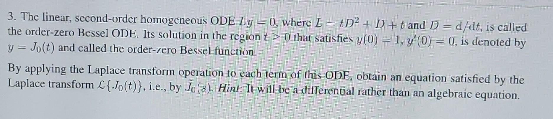 3. The linear, second-order homogeneous ODE Ly=0, | Chegg.com