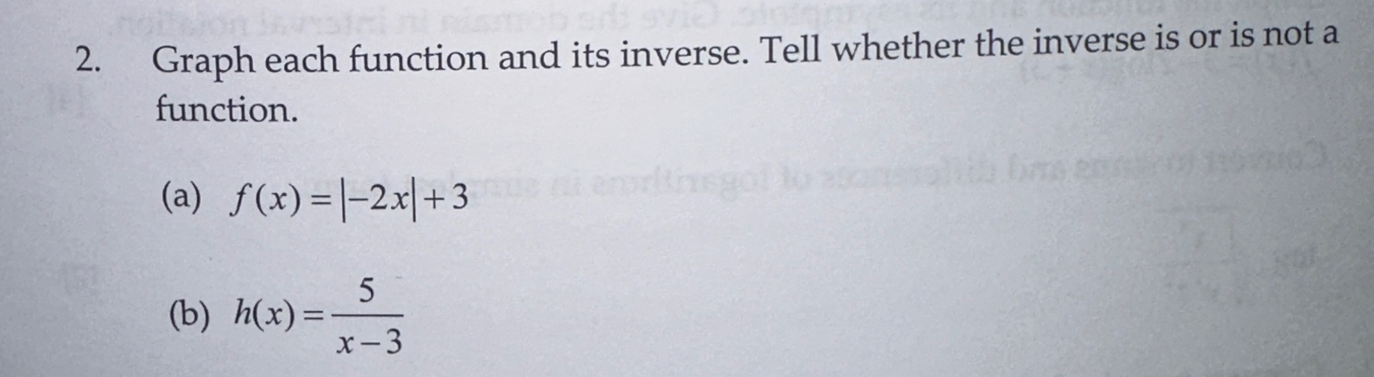 Solved Graph each function and its inverse. Tell whether the | Chegg.com