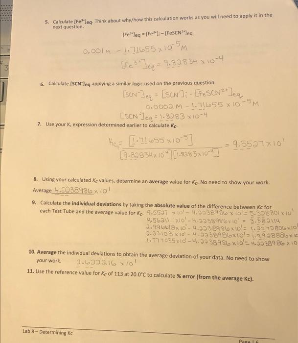 Solved 5. Calculate [Fe 3⋅ leq. Think about why/how this | Chegg.com