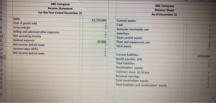 Solved ABC Company Balance Sheet As of December 31 50CONT | Chegg.com