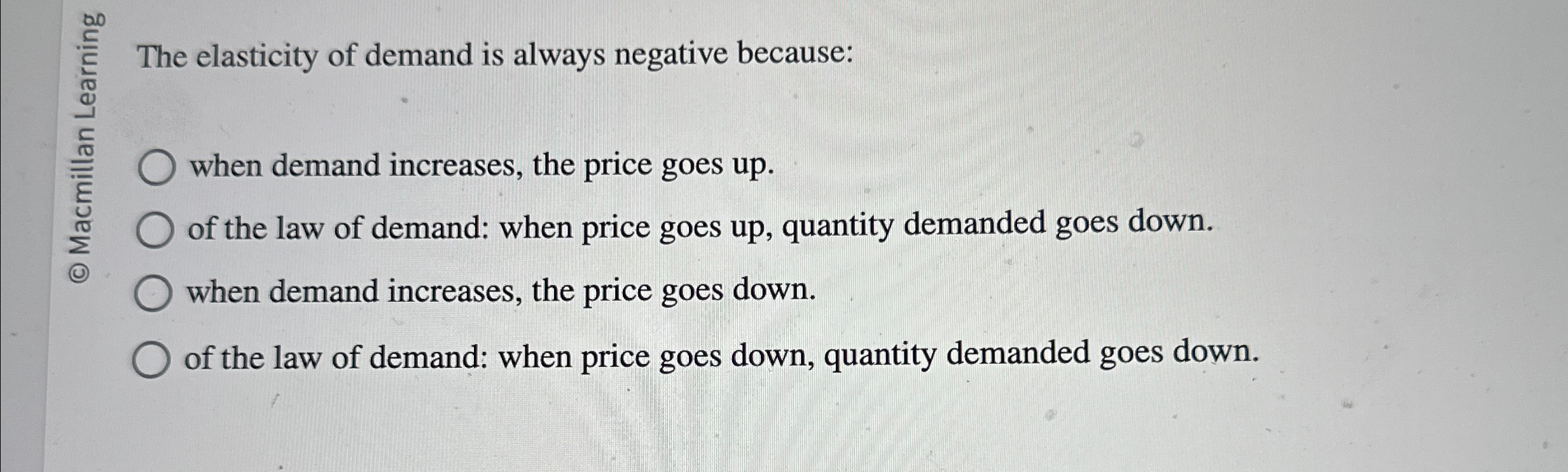 Solved The elasticity of demand is always negative | Chegg.com