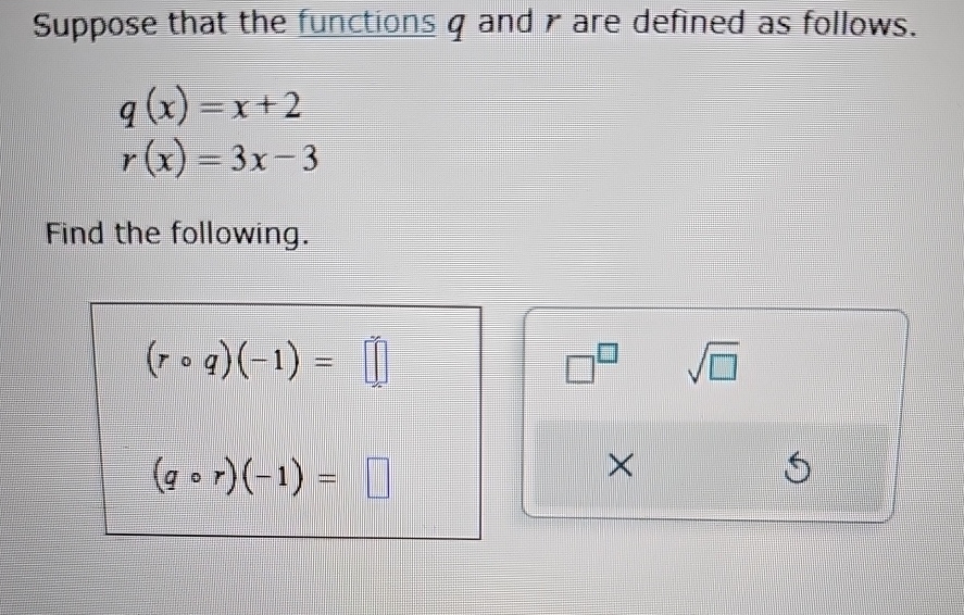 Solved Suppose that the functions q ﻿and r ﻿are defined as | Chegg.com