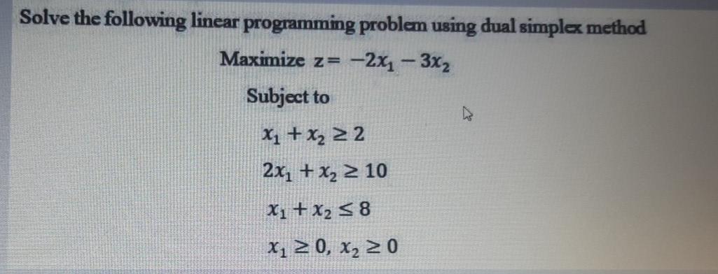 Solved Solve the following linear programming problem using | Chegg.com