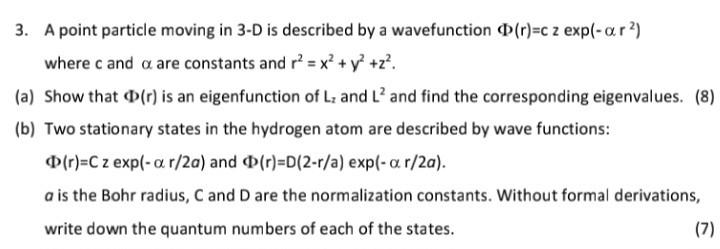 Solved 3. A point particle moving in 3-D is described by a | Chegg.com