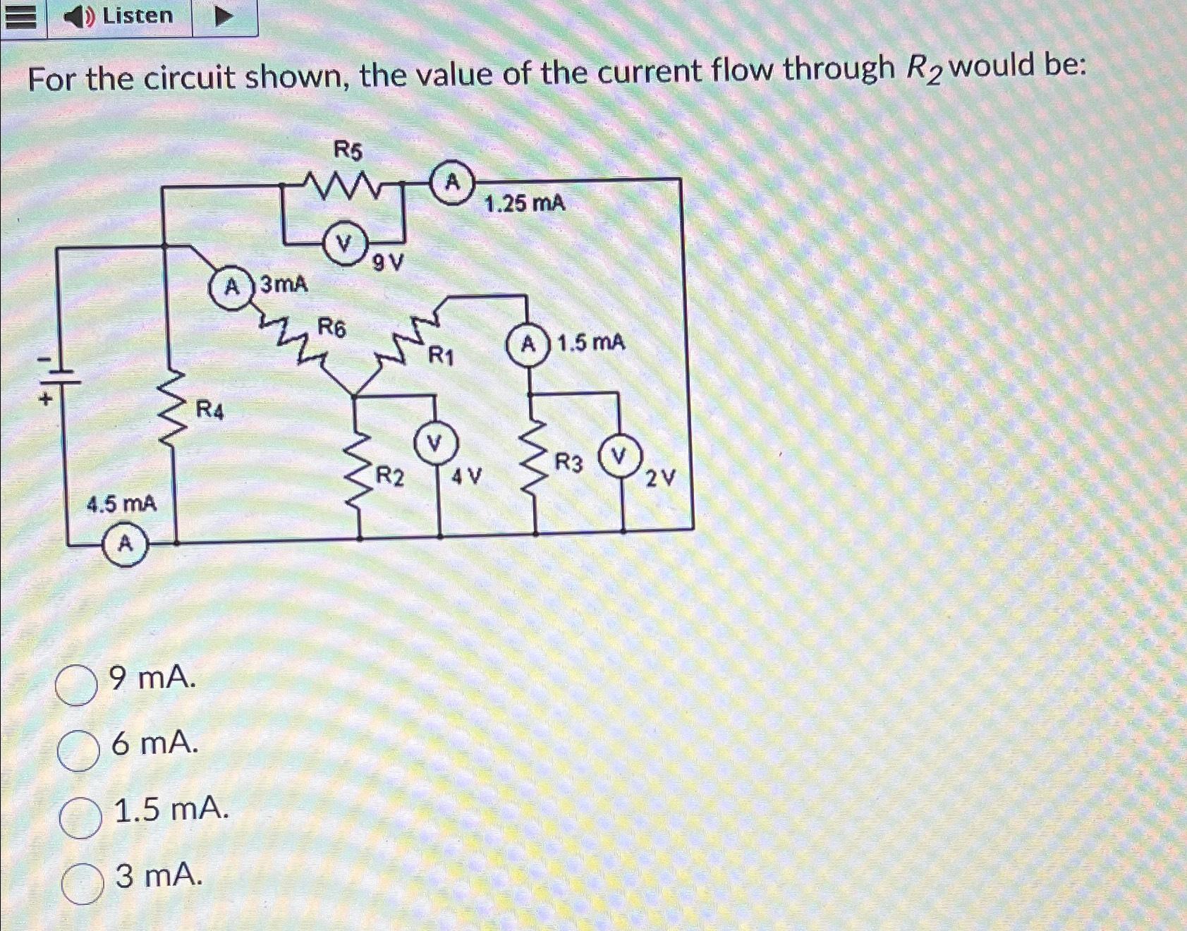 Solved ListenFor the circuit shown, the value of the current | Chegg.com
