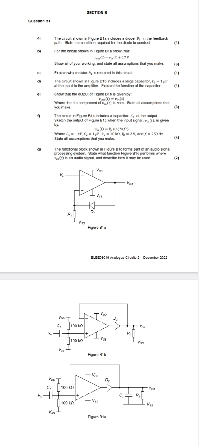 Solved SECTION BQuestion B1a) ﻿The circuit shown in Figure | Chegg.com