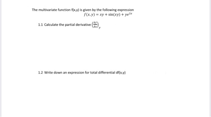Solved The multivariate function f(x,y) is given by the | Chegg.com