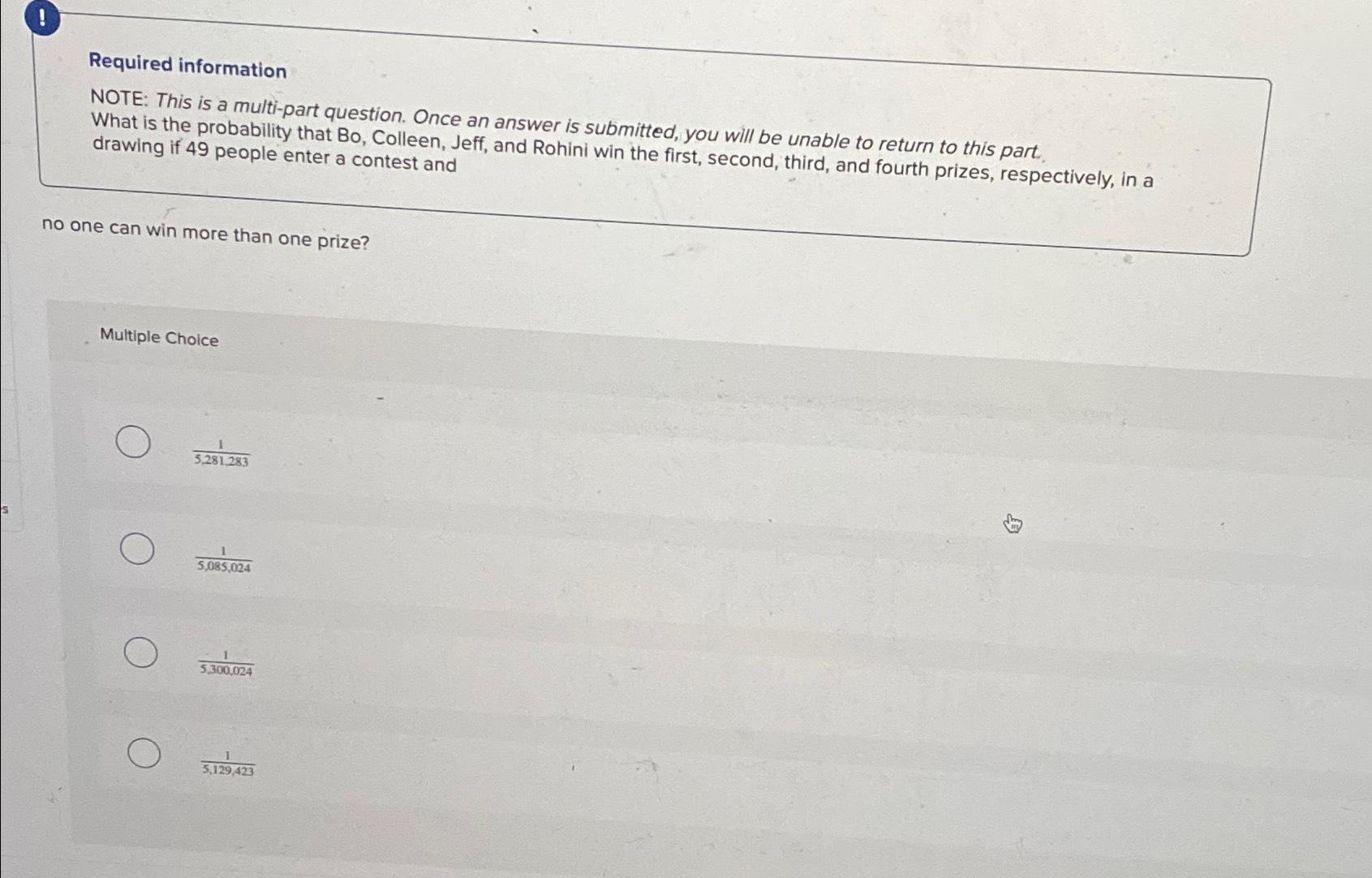 Solved !Required informationNOTE: This is a multi-part | Chegg.com