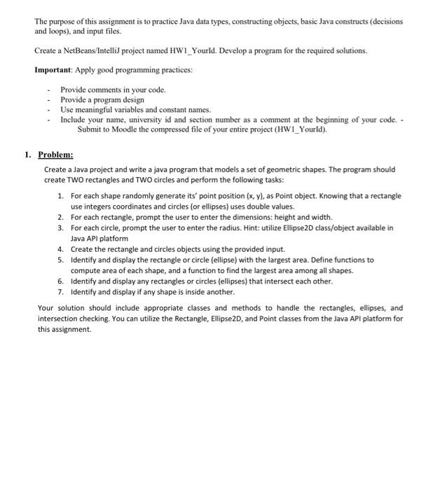 Solved The purpose of this assignment is to practice Java | Chegg.com Solved The purpose of this assignment is to practice Java | Chegg.com