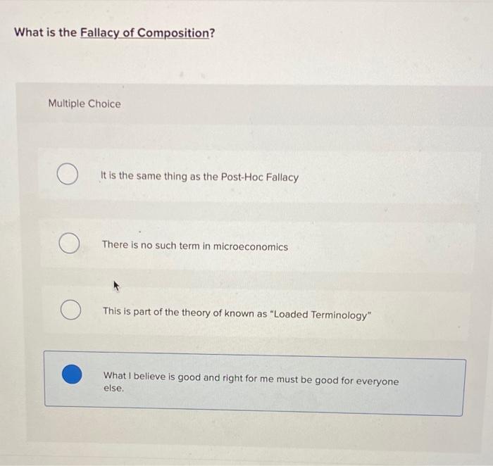 Solved What is the Fallacy of Composition? Multiple Choice | Chegg.com
