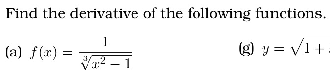 Solved Find the derivative of the following | Chegg.com