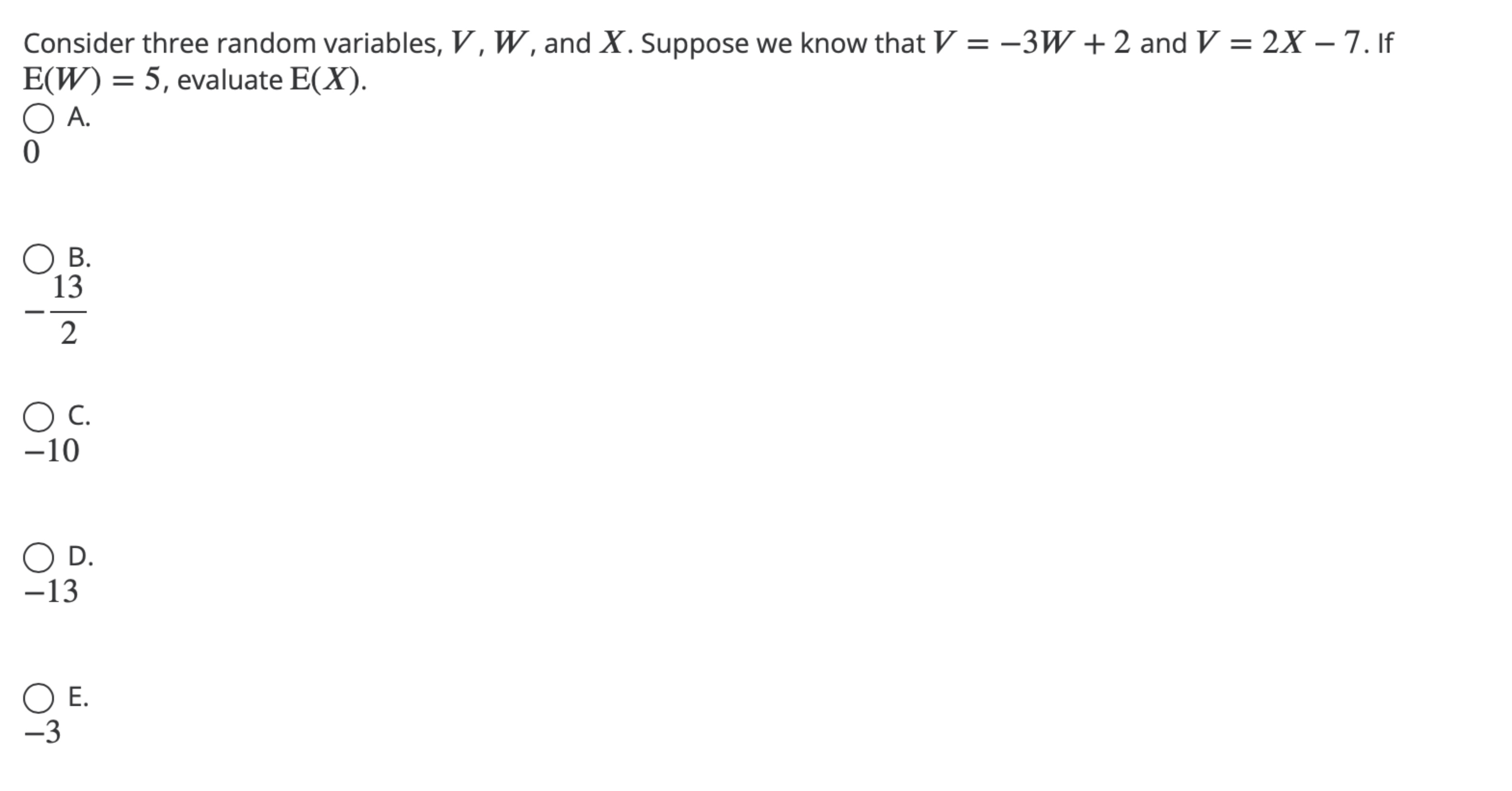 Solved Consider three random variables, V,W, ﻿and x. | Chegg.com
