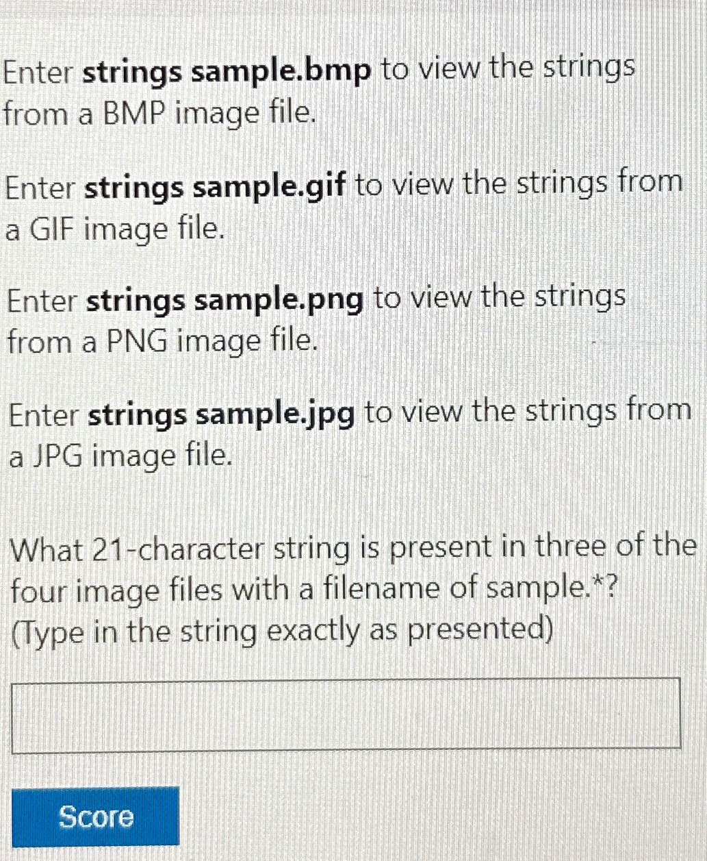 Solved Enter strings sample.bmp to view the strings from a | Chegg.com Solved Enter strings sample.bmp to view the strings from a | Chegg.com