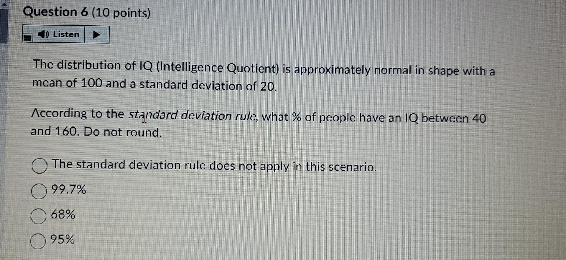 Solved The distribution of IQ (Intelligence Quotient) is | Chegg.com
