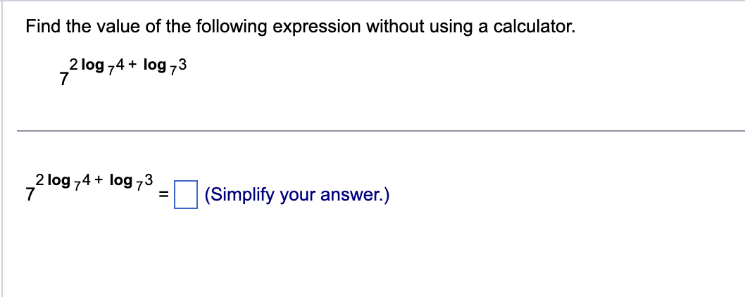 Solved Find the value of the following expression without | Chegg.com