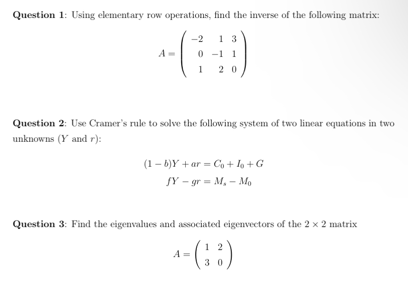 Solved Question 1: Using elementary row operations, find the | Chegg.com