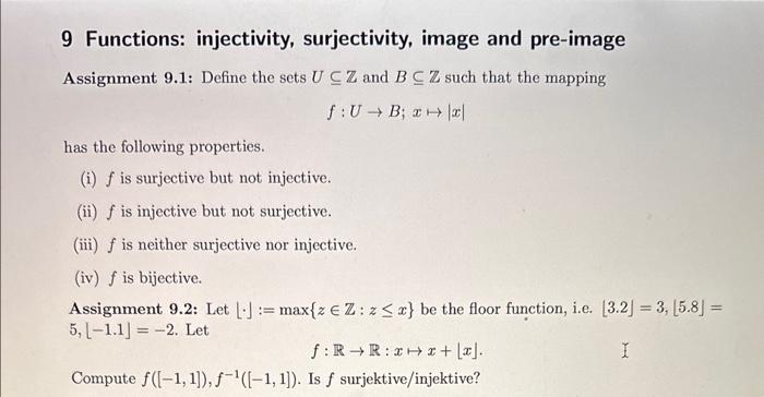Solved 9 Functions: injectivity, surjectivity, image and | Chegg.com