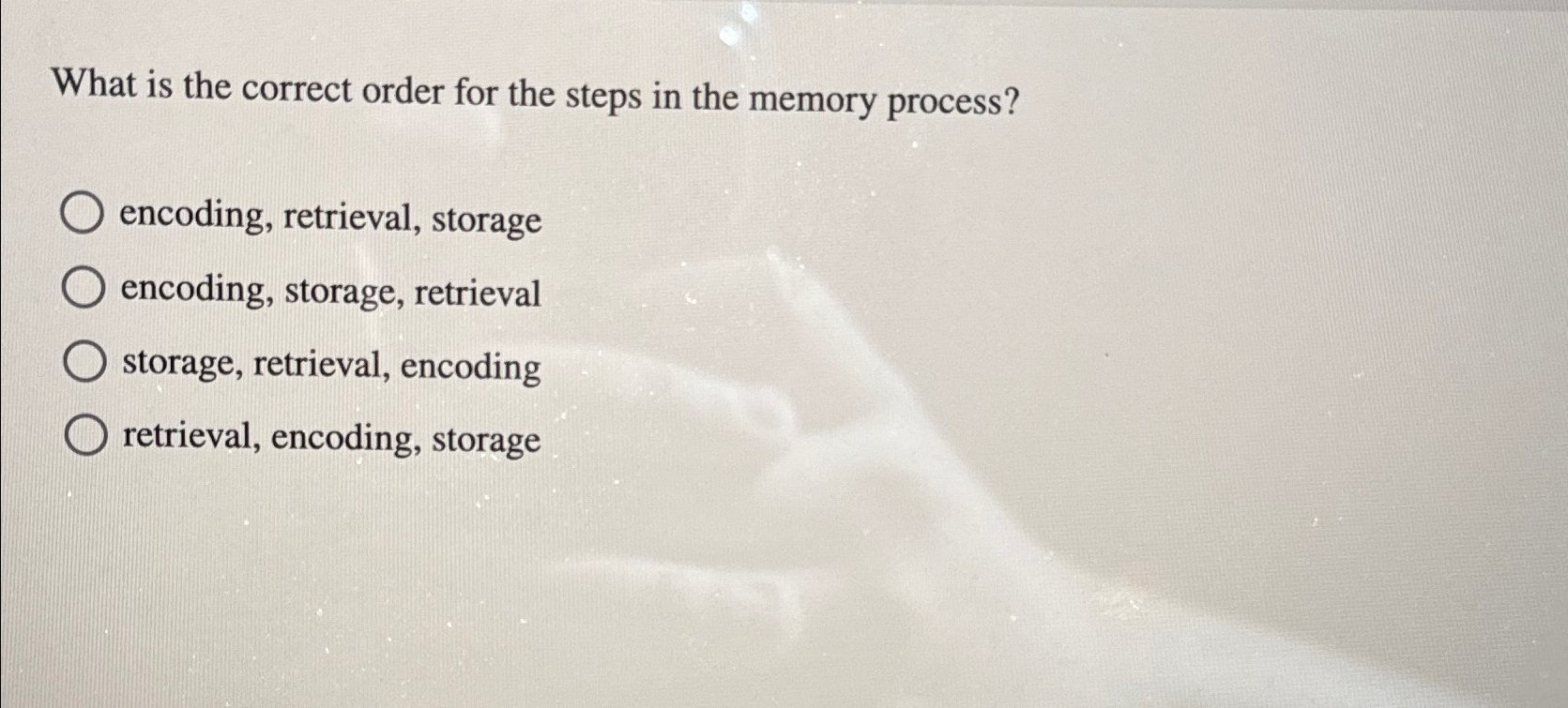 Solved What is the correct order for the steps in the memory | Chegg.com