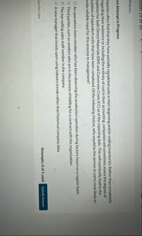Solved Policiesnt Attempt in Progressmpanies often find that | Chegg.com