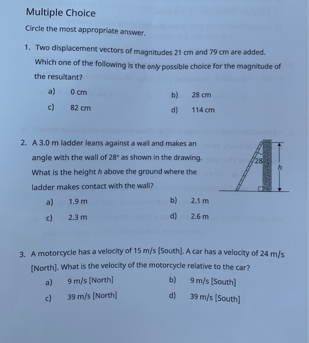 Solved Multiple Choice Circle the most appropriate answer. | Chegg.com
