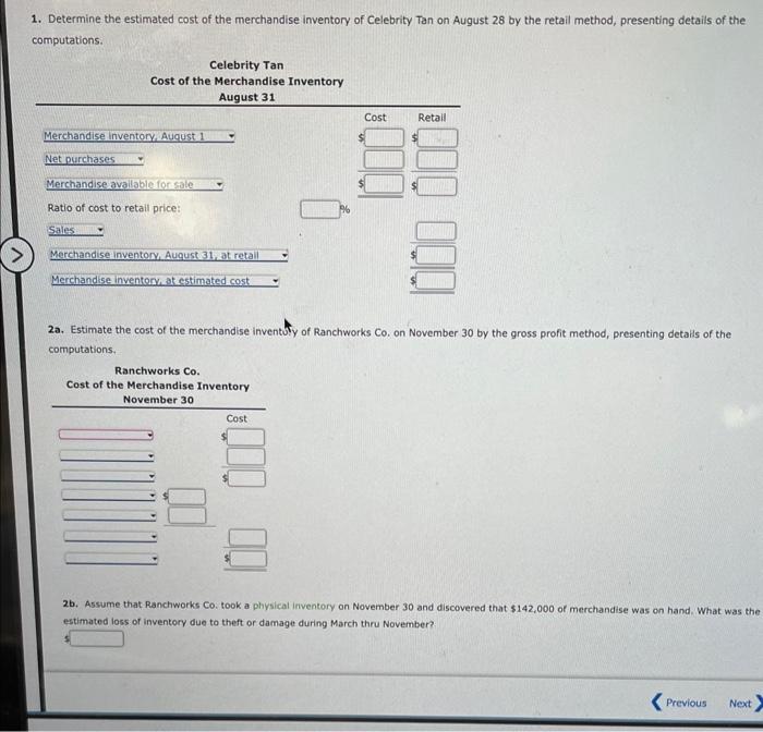 Solved Retail Method Gross Profit Method Selected Data On 4754