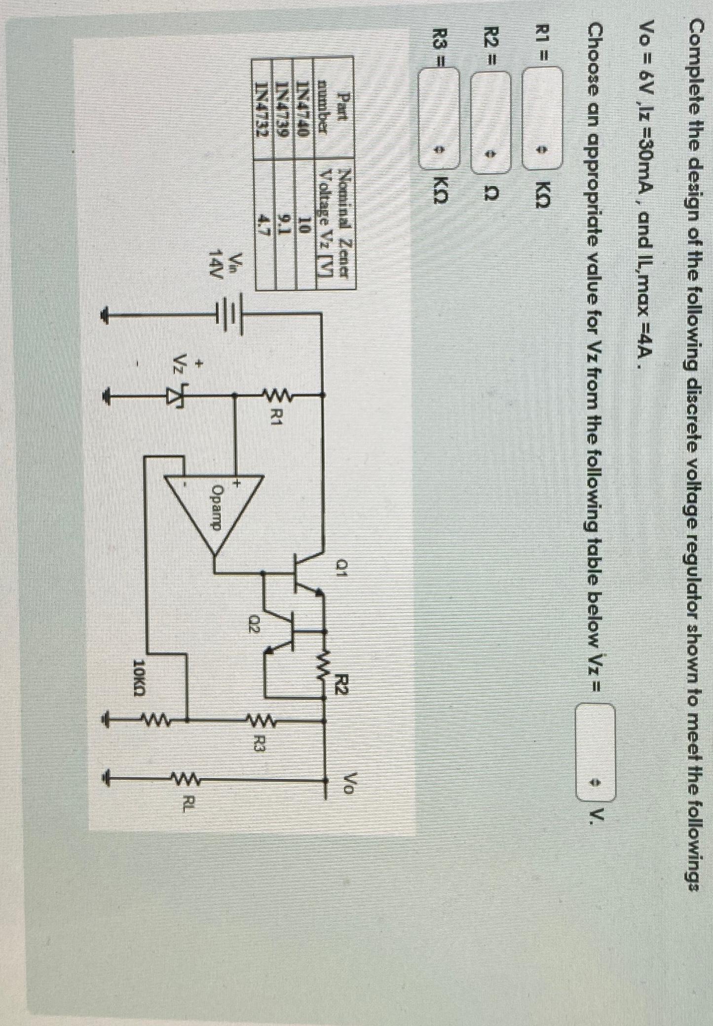 Solved Complete the design of the following discrete voltage | Chegg.com