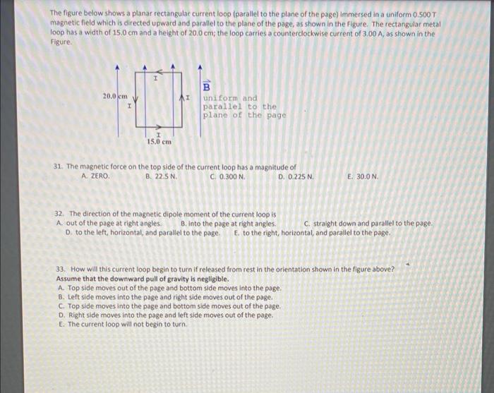 Solved The figure below shows a Plano rectangular current | Chegg.com