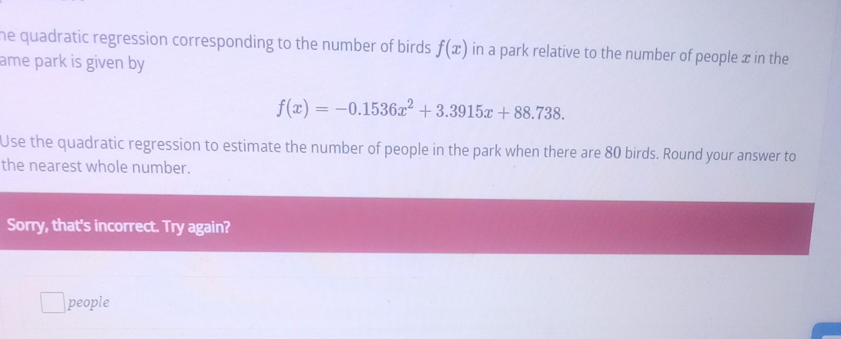 Solved quadratic regression corresponding to the number of | Chegg.com