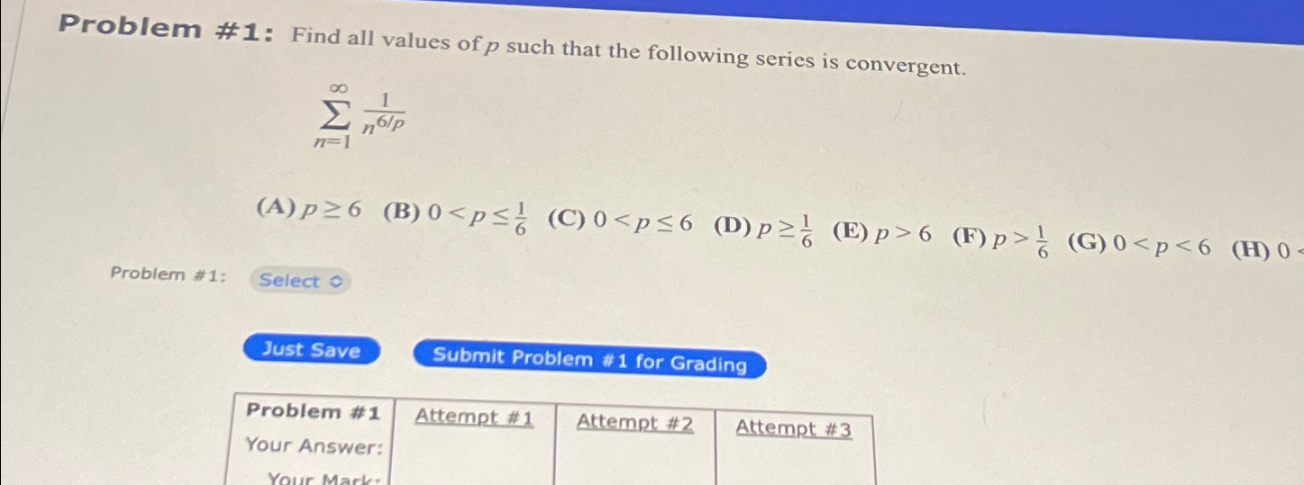 Solved Problem #1: Find all values of p ﻿such that the | Chegg.com
