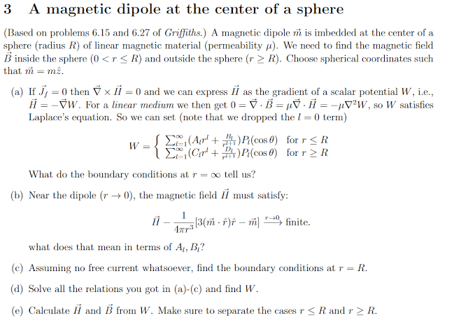 Solved 3 ﻿A magnetic dipole at the center of a sphere(Based | Chegg.com