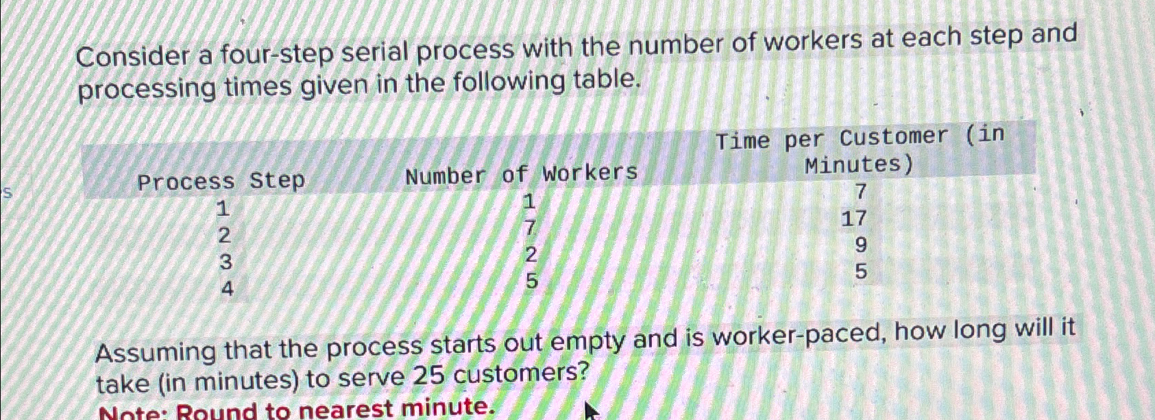 Solved Consider a four-step serial process with the number | Chegg.com