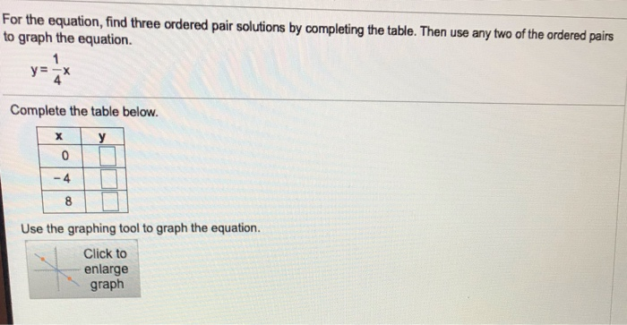 Solved For The Equation Find Three Ordered Pair Solutions