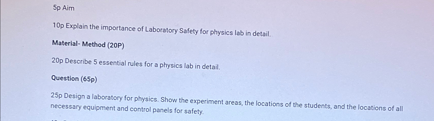 Solved 5p Aim10p Explain the importance of Laboratory Safety | Chegg.com