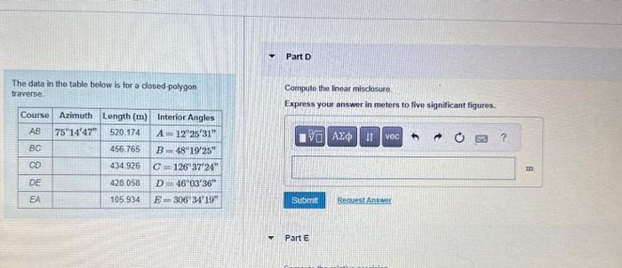 Solved The data k the tatie below is for a closed polygon b | Chegg.com