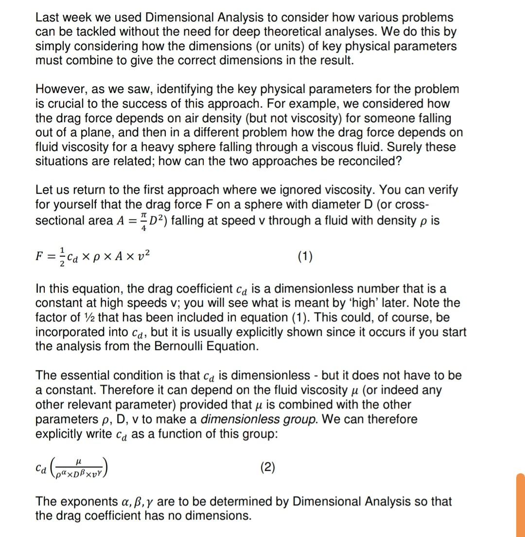 Solved Task A4.1 (a) Perform the Dimensional Analysis | Chegg.com