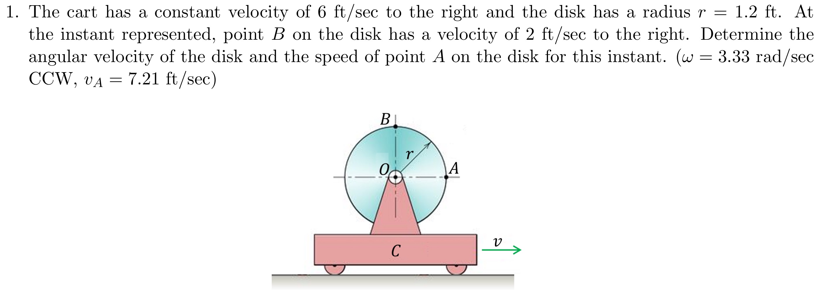Solved The cart has a constant velocity of 6ftsec ﻿to the | Chegg.com