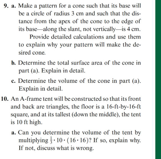 Solved a. ﻿Make a pattern for a cone such that its base will | Chegg.com
