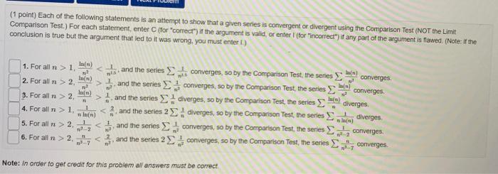 Solved (1 point) Each of the following statements is an | Chegg.com