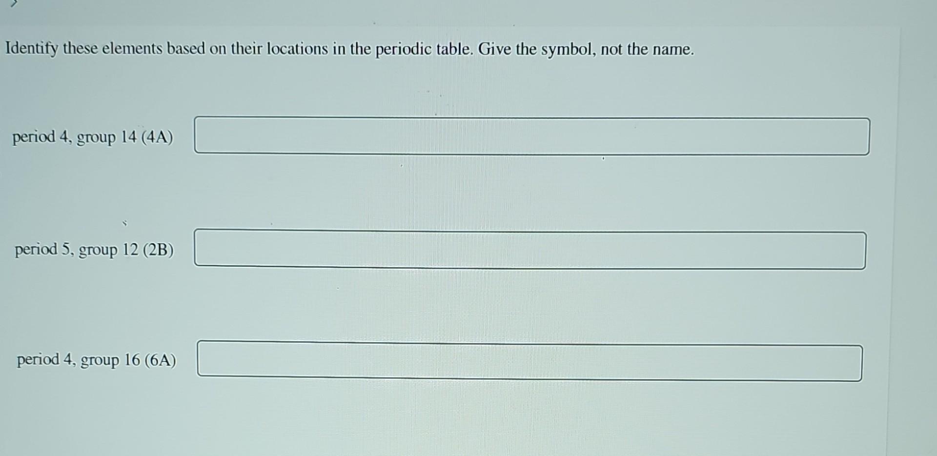 Solved Identify these elements based on their locations in | Chegg.com