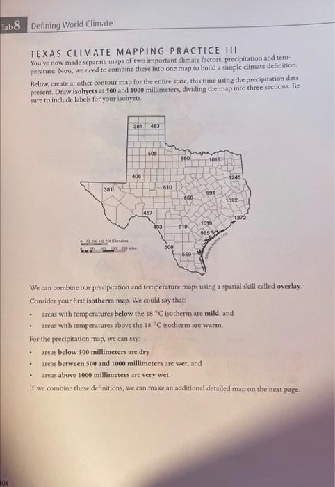 Solved lab8 Defining World Climate TEXAS CLIMATE MAPPING | Chegg.com