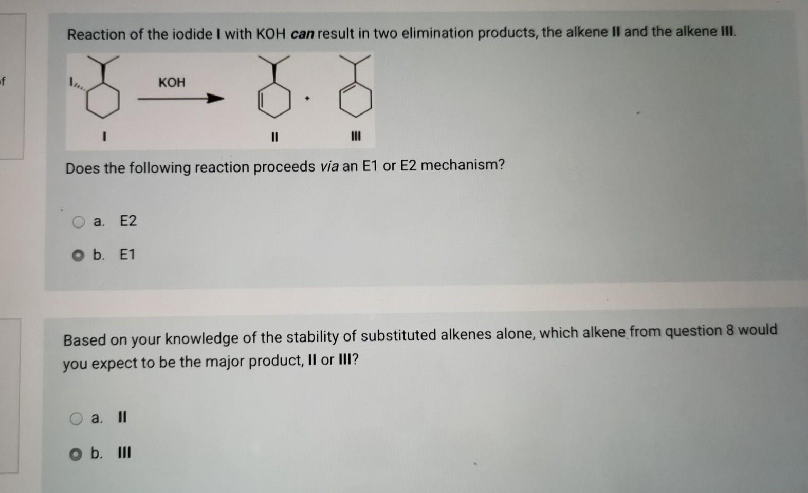 Reaction of the iodide I with KOH can result in two | Chegg.com