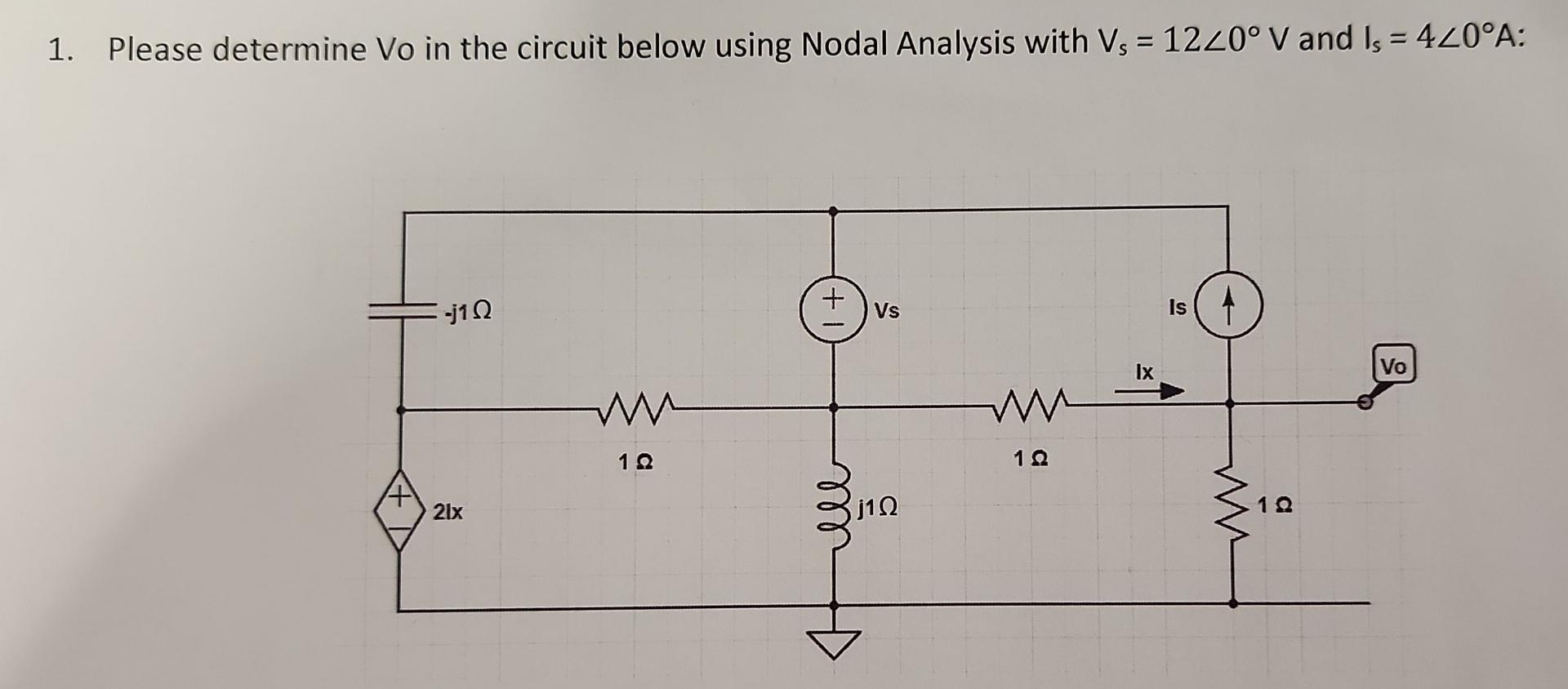 Solved 1. Please determine Vo in the circuit below using | Chegg.com